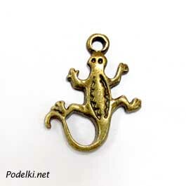 Фурнитура для бижутерии Подвеска Ящерка мини 0004421 бронзовый цвет 15x11 мм, цена за 10 шт.