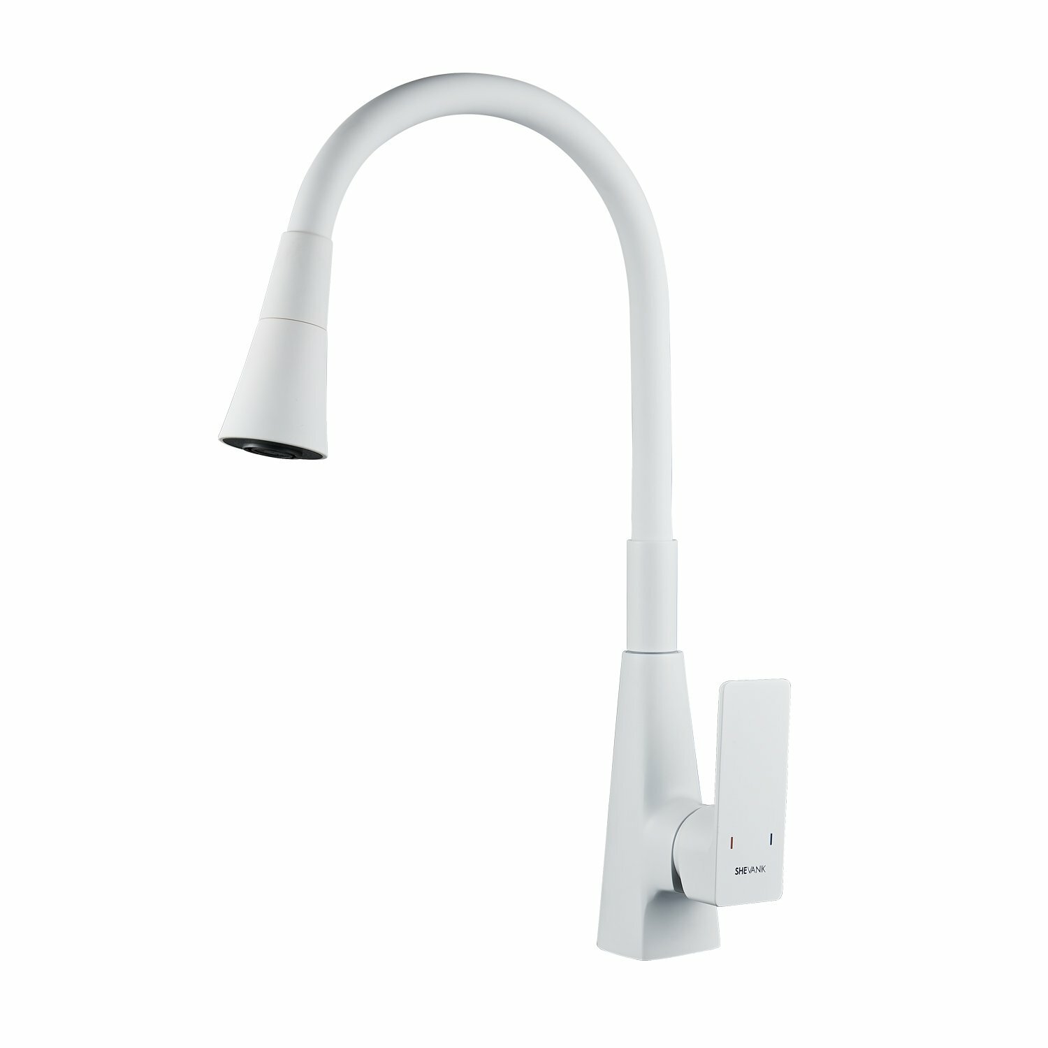 Смеситель для кухни с гибким изливом Shevanik S543C-1, белый