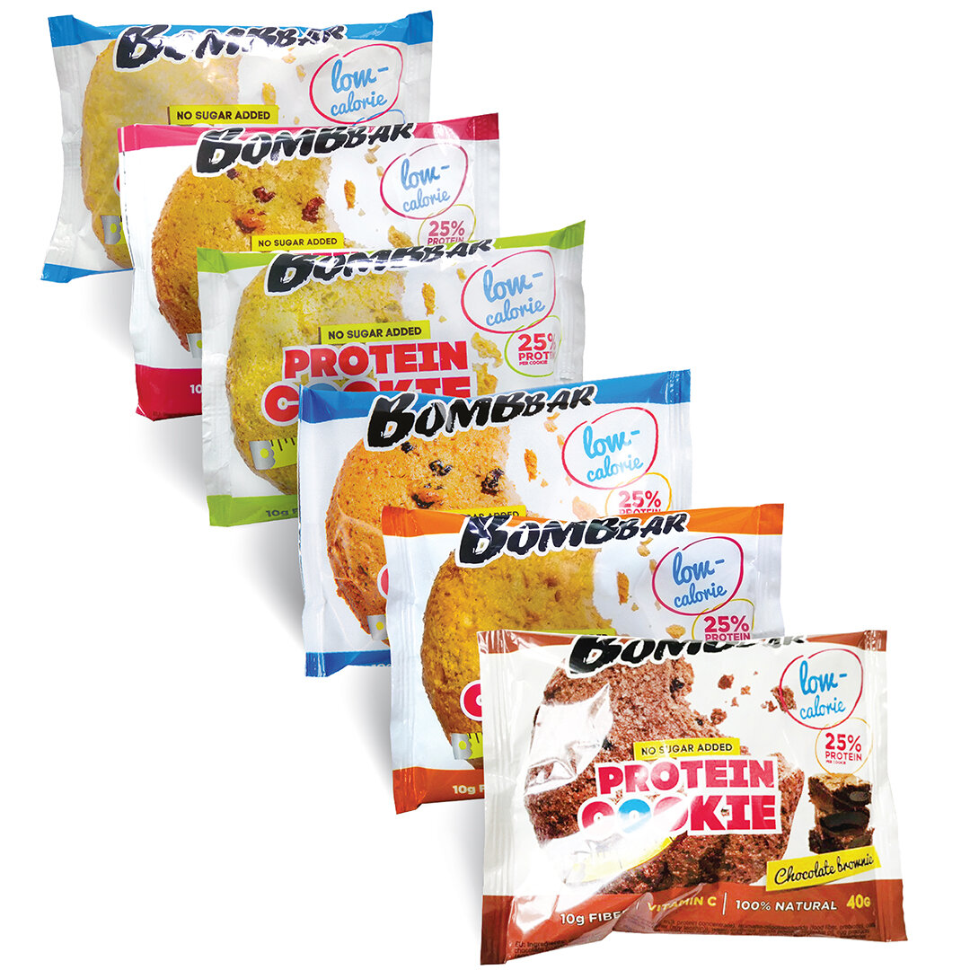 Протеиновый батончик BombBar Protein cookie 6 х 40 г, Ассорти