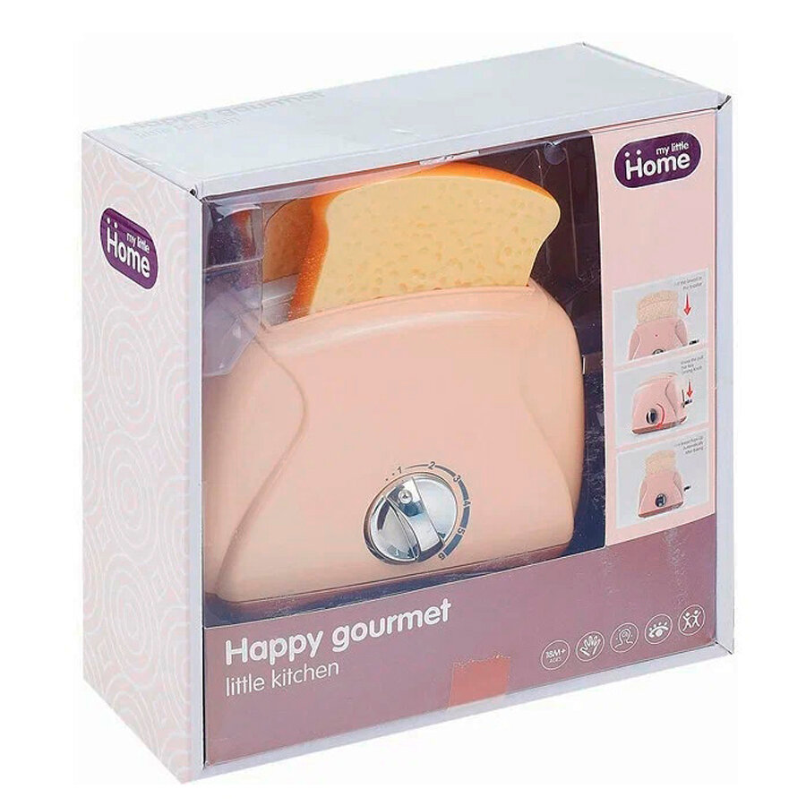 Детский тостер игрушечный с хлебцами (16 см), механический, для детей от 1.5 лет