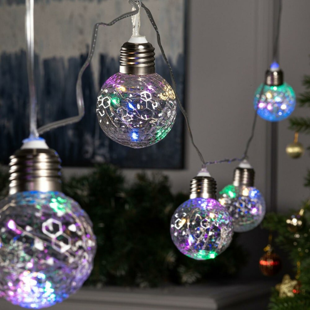 Нить Luazon ROSA 3 м, с насадками Лампочки шары 5 см, IP20, Н. С. LED-80-12V, 8 режимов, мульти 6929864