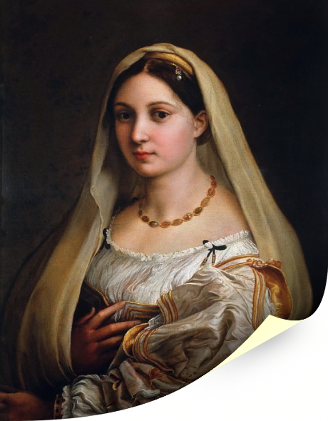 "Донна Велата (Дама с вуалью)", Рафаэль, картина для интерьера (репродукция) (30х38 см / без подрамника)