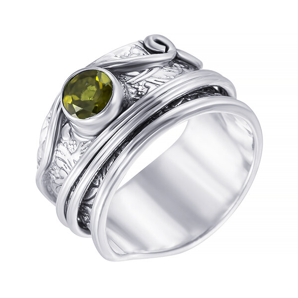 Кольцо, серебро, 925 проба, перидот