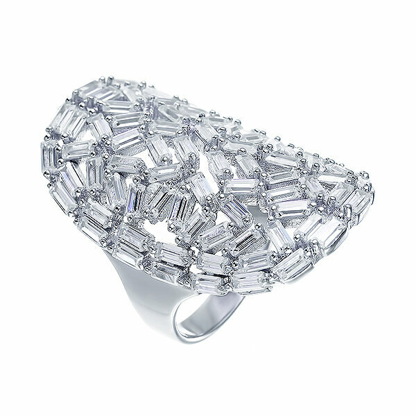Кольцо, серебро, 925 проба, фианит