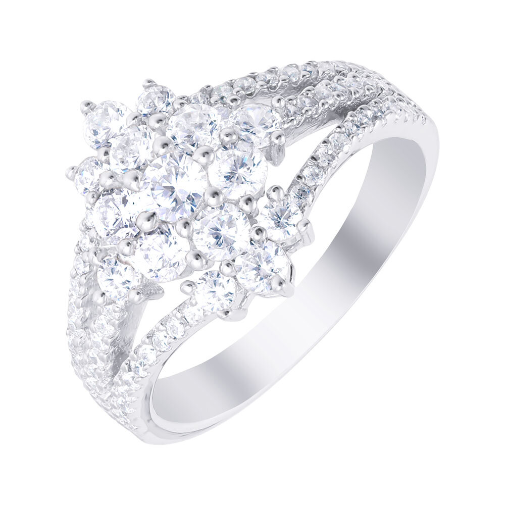 Кольцо, серебро, 925 проба, фианит