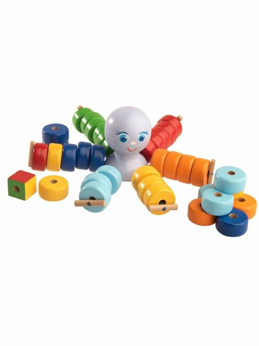 Шнуровка для детей "Осьминог" на веревочке