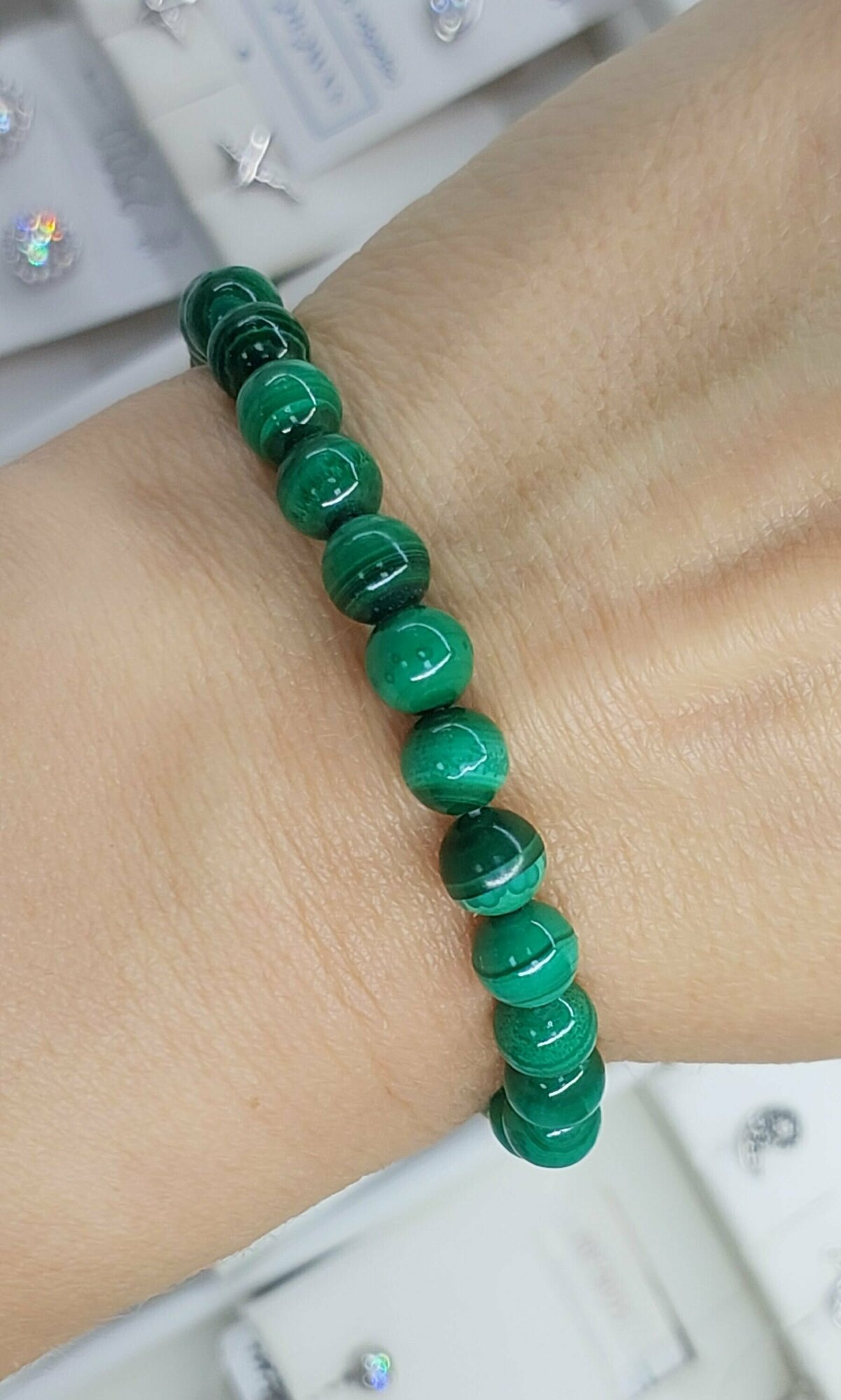 Браслет малахит 5мм Конго натуральный