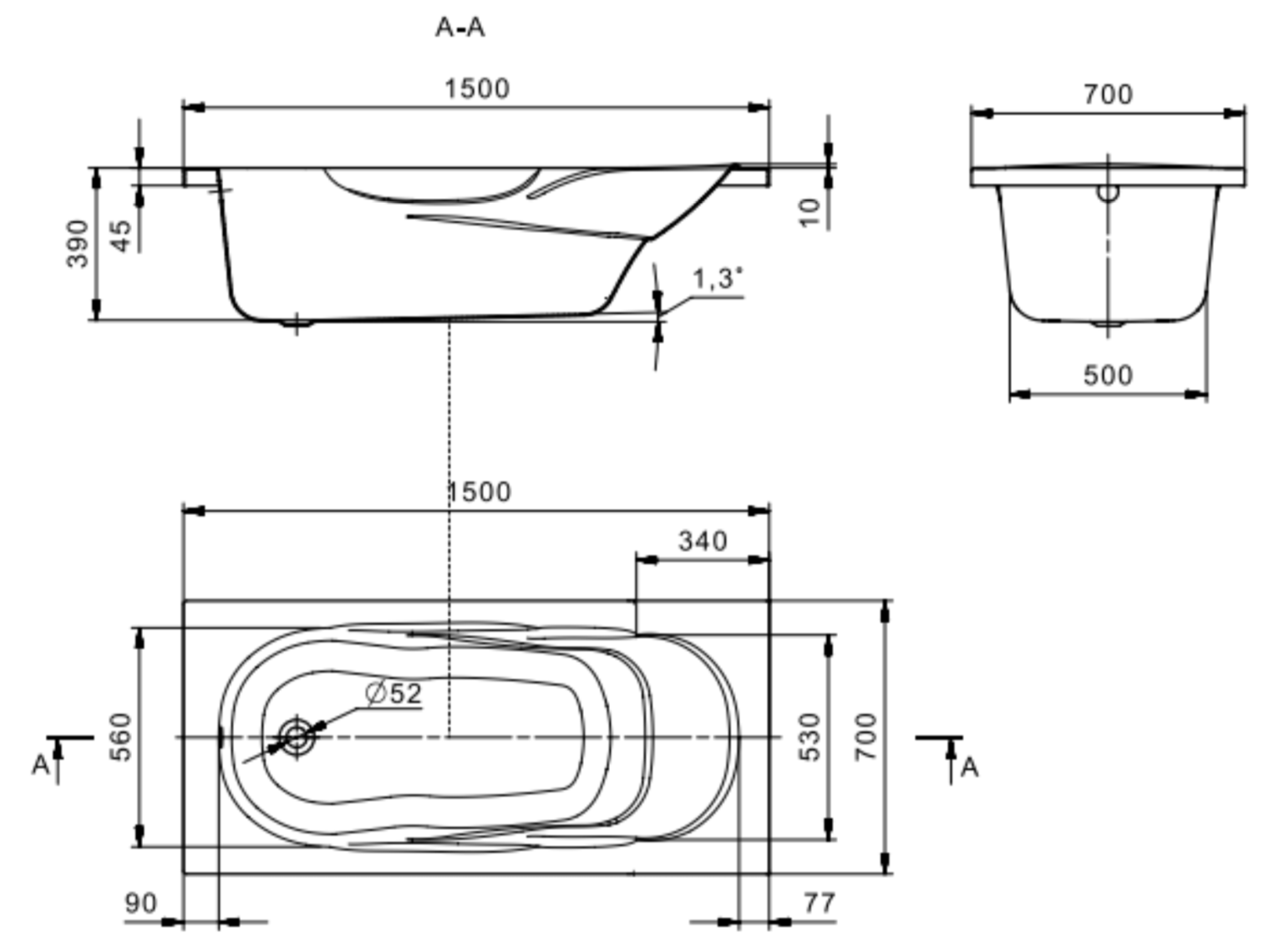 Акриловая ванна Santek Касабланка 150х70 1. WH50.1.530