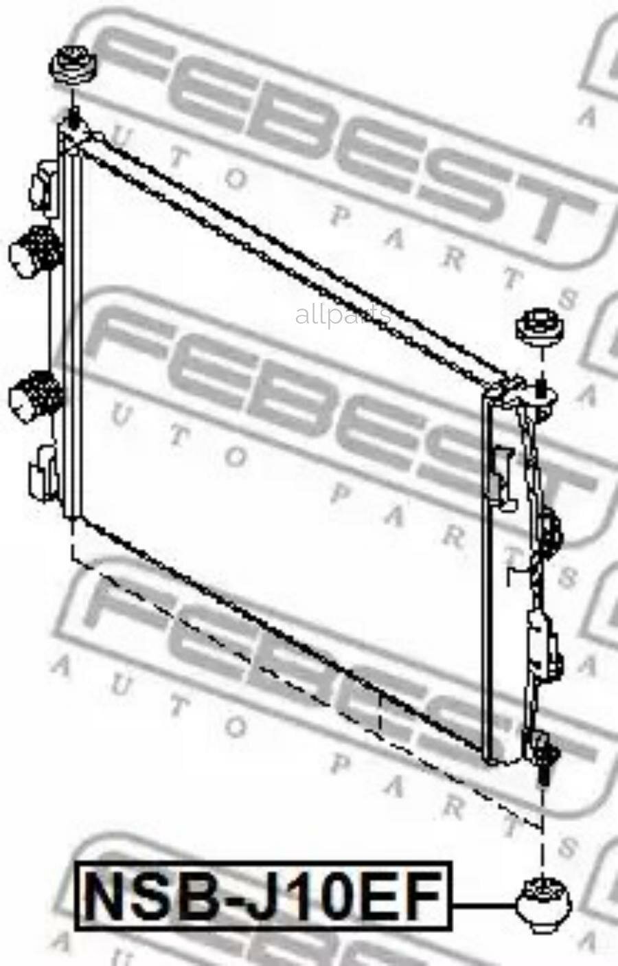 FEBEST NSB-J10EF Втулка крепления радиатора NISSAN QASHQAI J10E 2006.12-2013.12 [EL] FEBEST NSB-J10EF