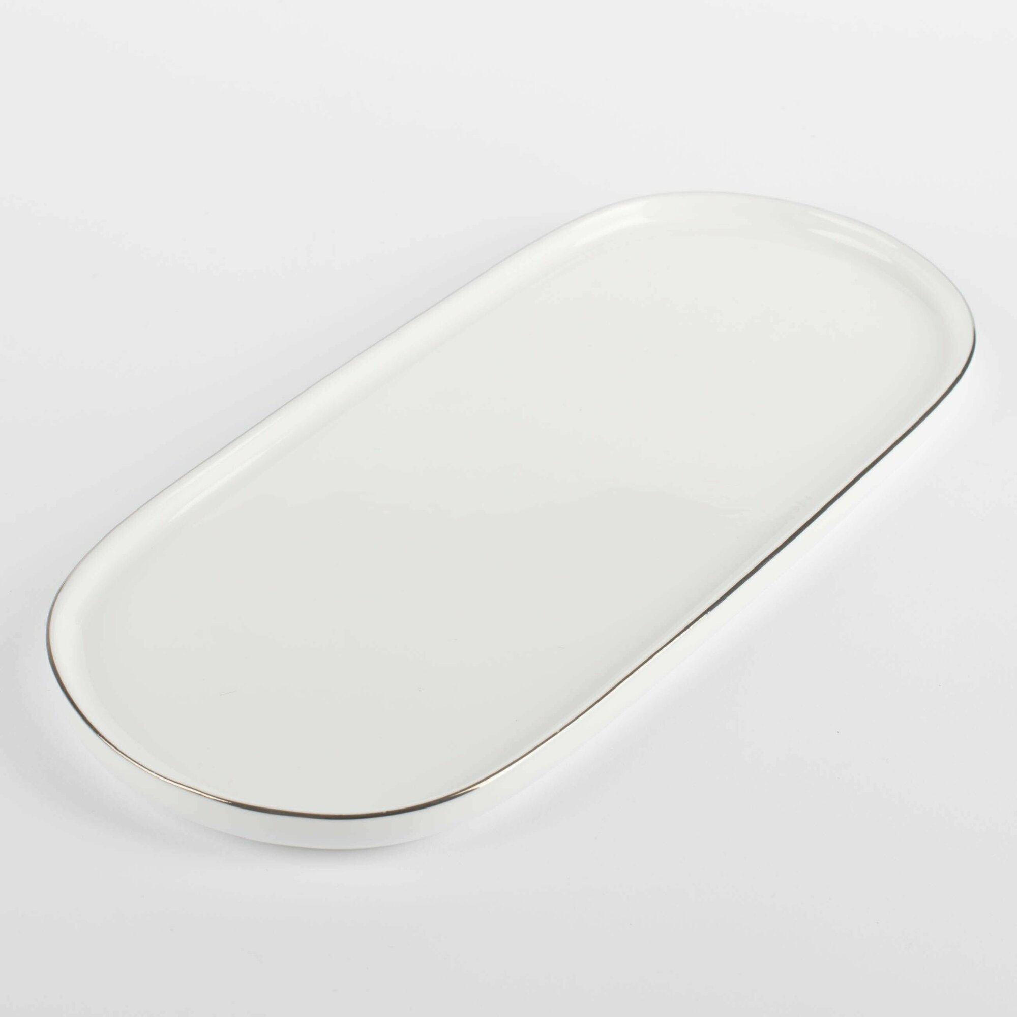 Блюдо, Kuchenland, 25х11 см, фарфор F, овальное, белое, Ideal silver