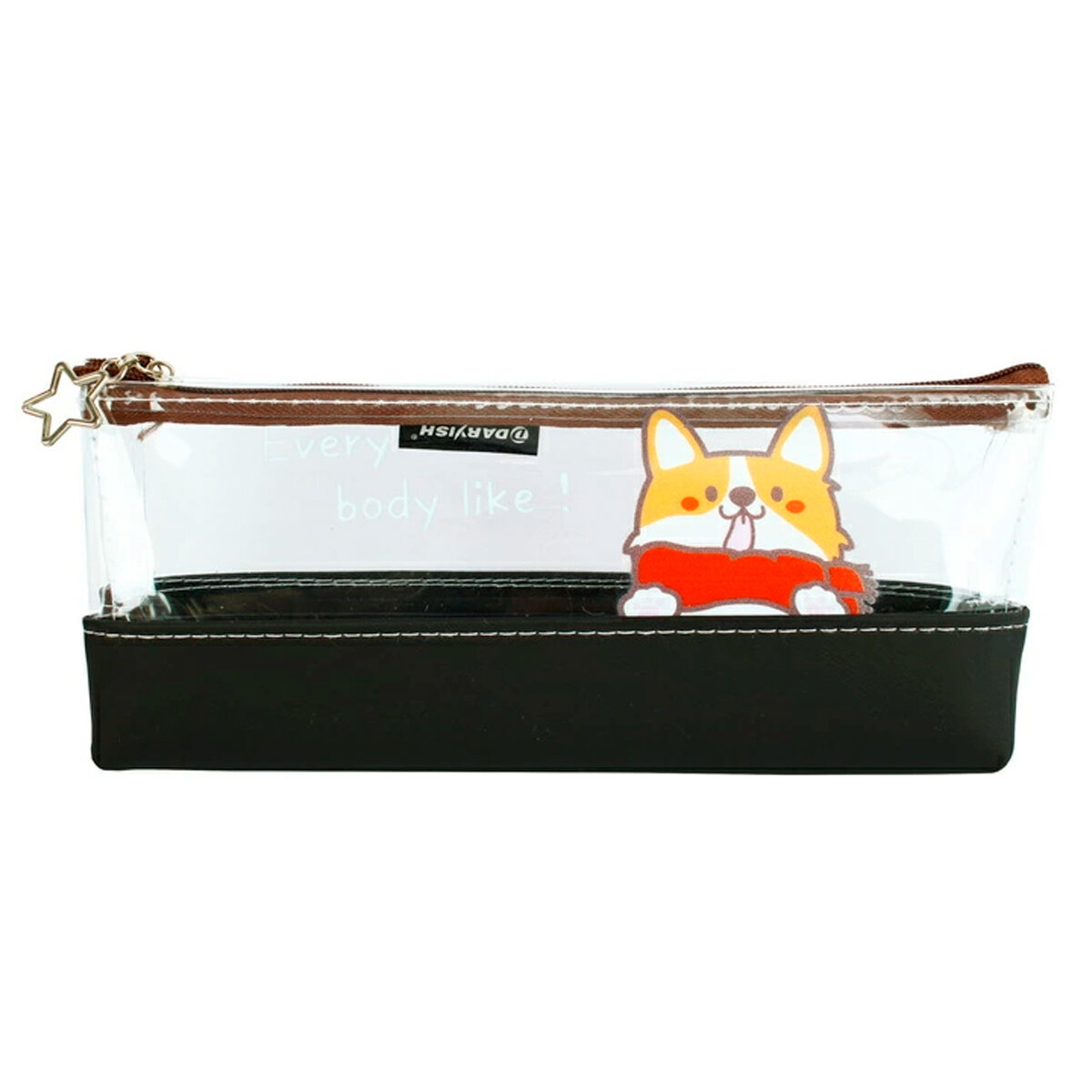 Пенал школьный на молнии, комбинированный, 18х8х2,5 см, Darvish (черный)