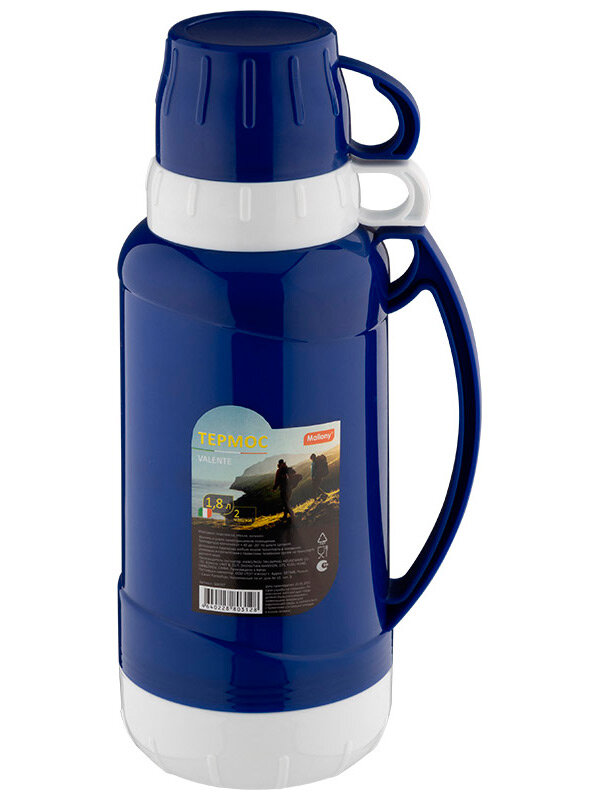 Термос со стеклянной колбой Mallony VALENTE, 1.8 л, 2 чашки (106037)