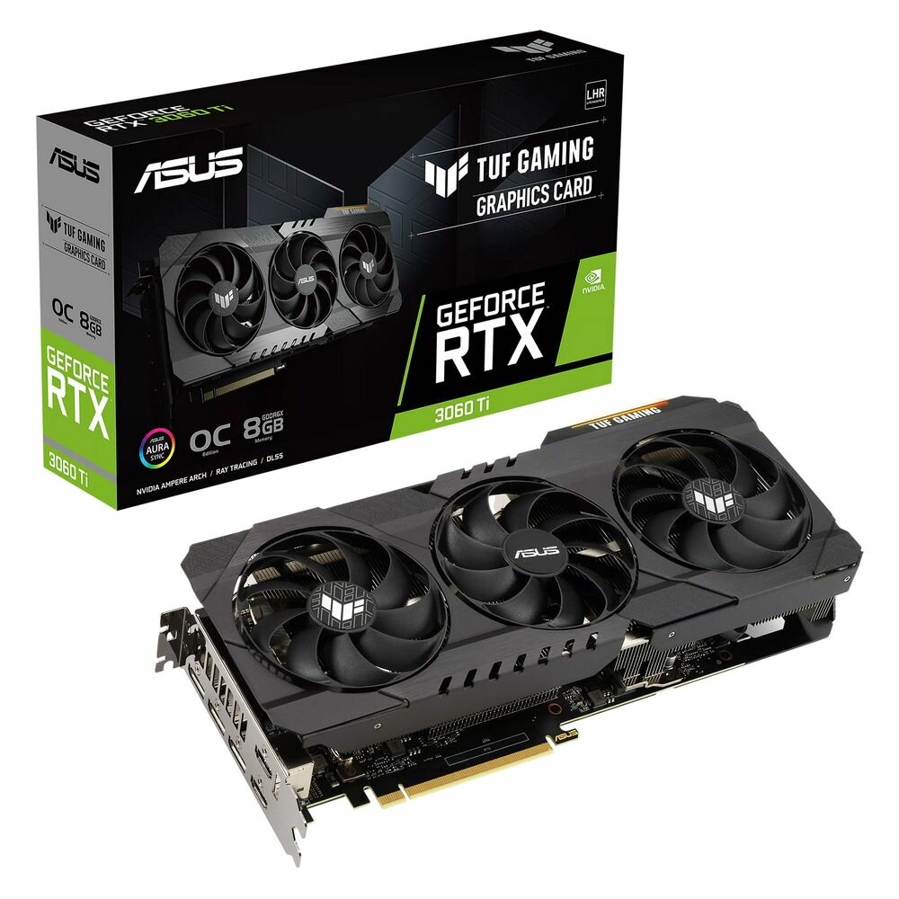 Видеокарта Asus TUF-RTX3060TI-O8GD6X-GAMING /RTX3060TI, HDMI*2, DP*3,8G, D6X