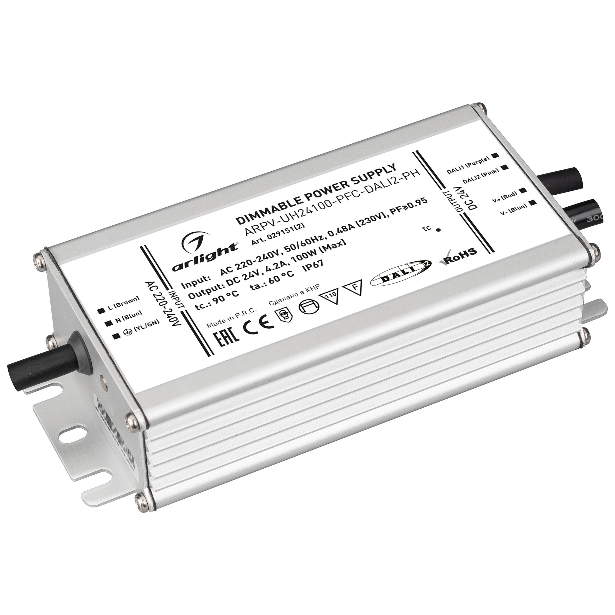 Arlight Блок питания ARPV-UH24100-PFC-DALI2-PH (24V, 4.2A, 100W) (IP67 Металл, 7 лет), 029151(2)