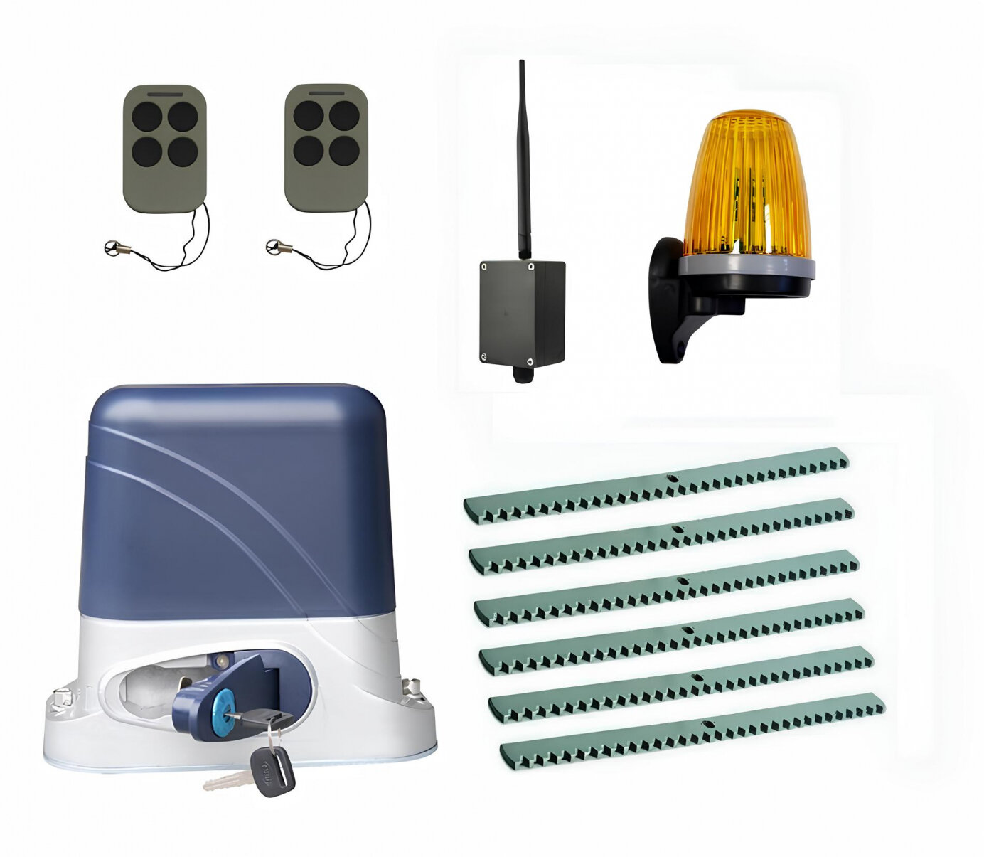 Автоматика для откатных ворот KSL-800 KIT-L3K6-BT, комплект: привод, 2 пульта, Bluetooth-модуль, лампа, 6 реек