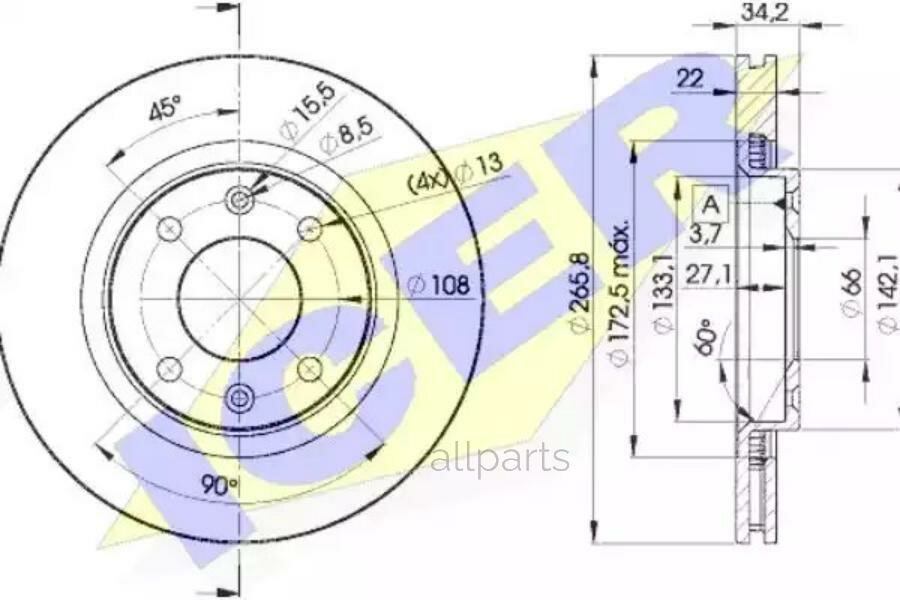 ICER 78BD4750-2 Диск тормозной