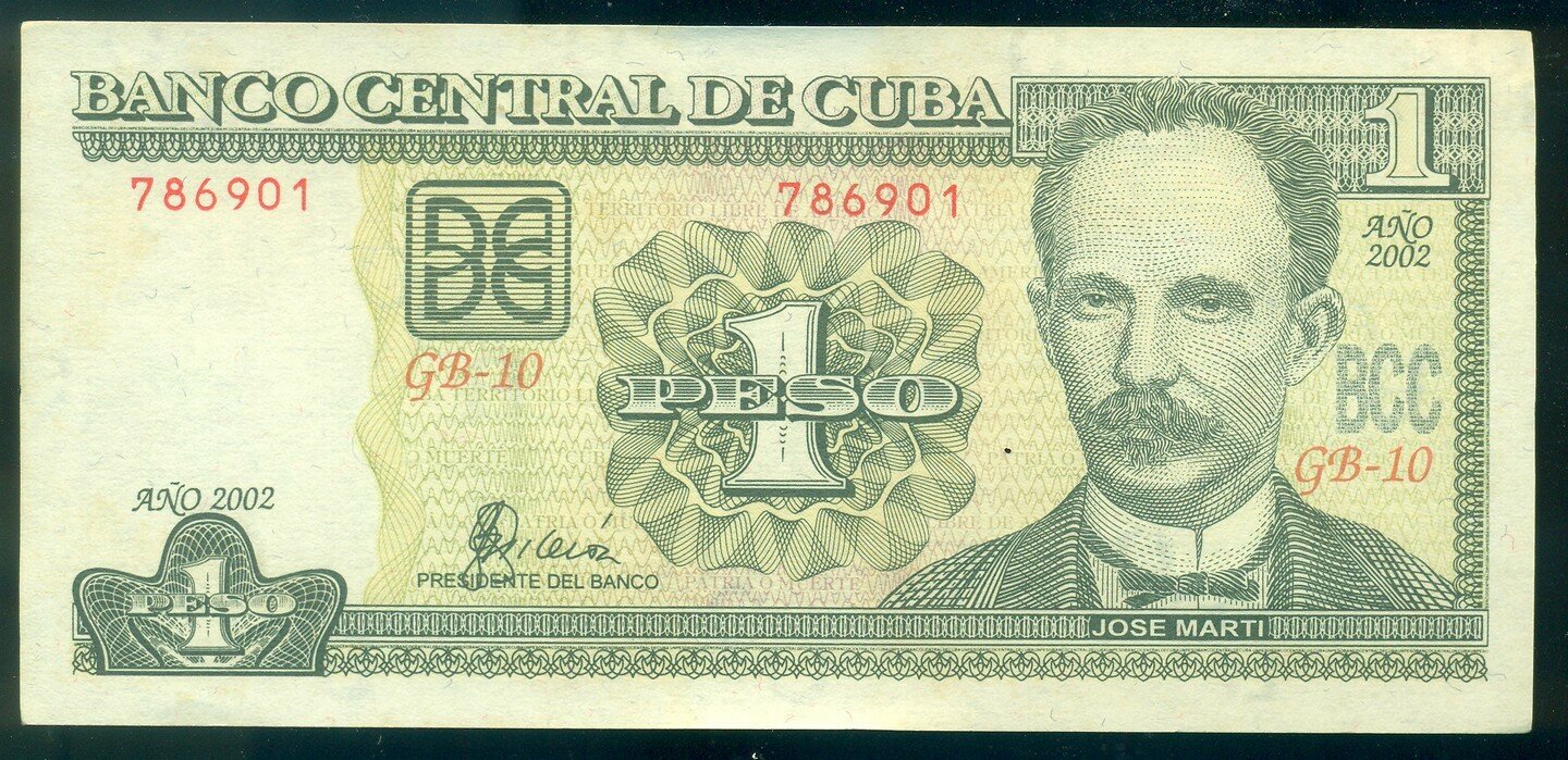 Купюра (бона) Куба 2002г. "Хосе Марти" UNC