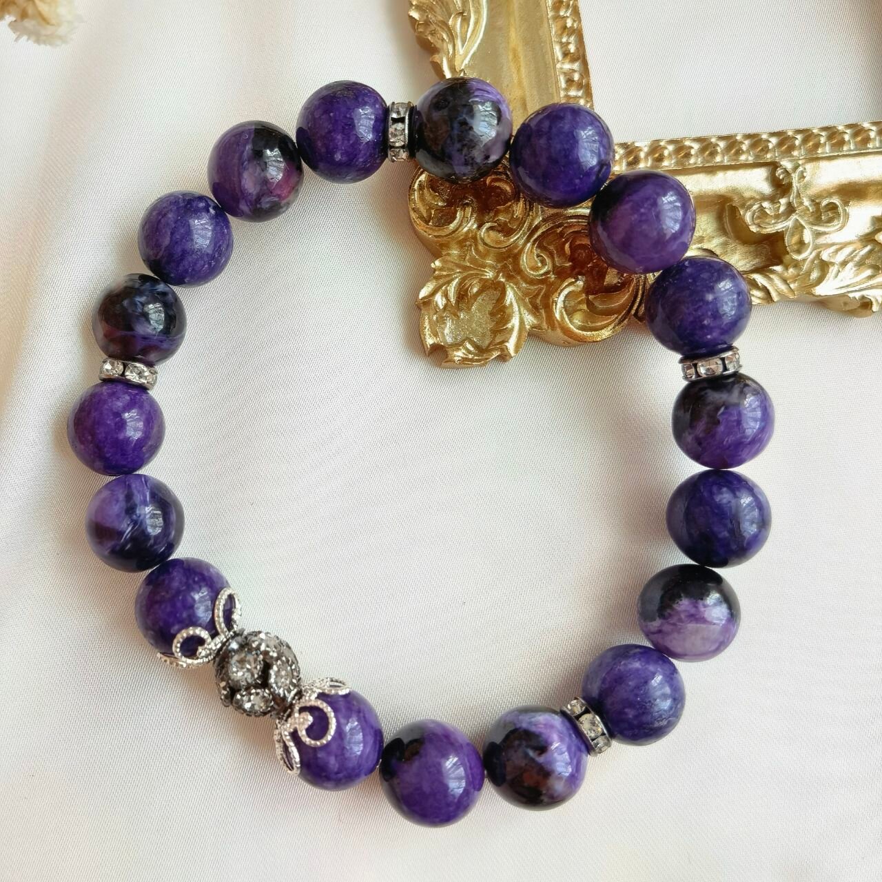 Серьги Камни Елены, чароит