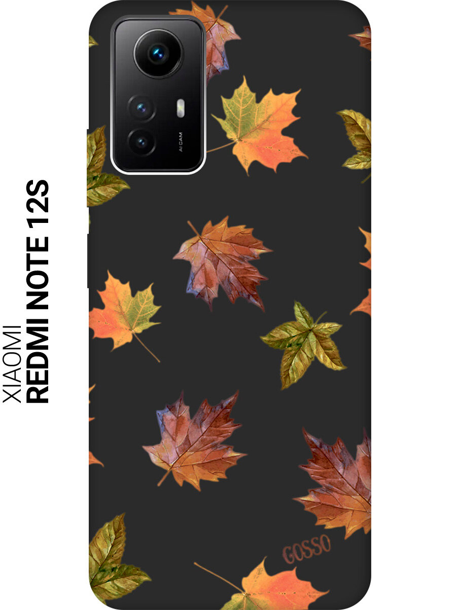 Силиконовый чехол на Xiaomi Redmi Note 12s / Сяоми Редми Ноут 12с с рисунком "Maple" Soft Touch черный