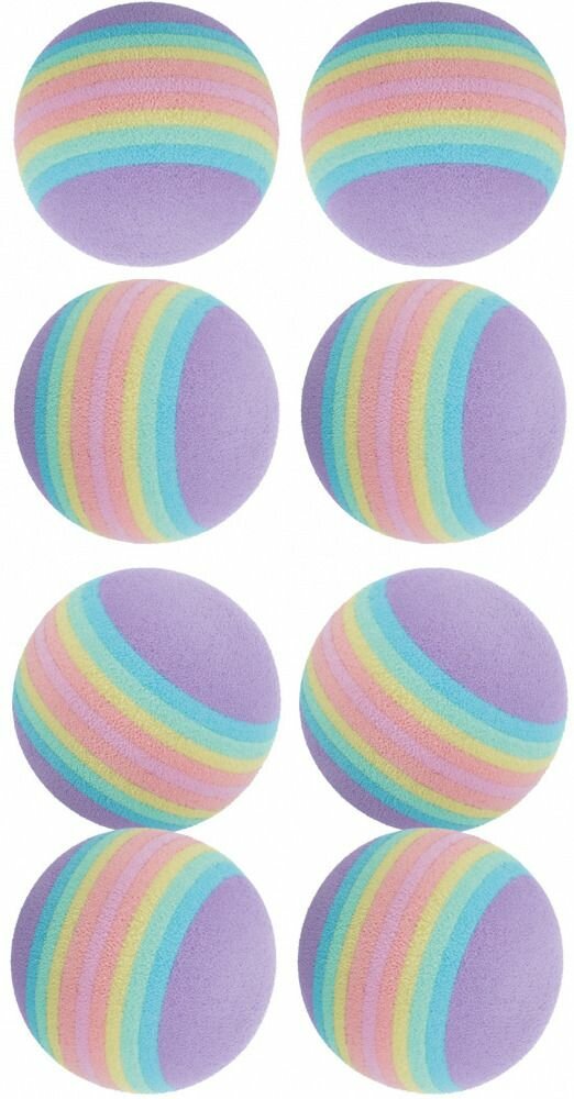 TRIXIE Набор игрушек для кошек Мяч радужный, 3,5 см х 4 шт в уп, 2 уп/