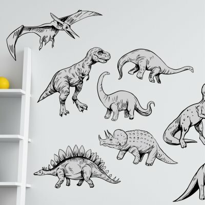 Наклейка интерьерная на стену «Графичные динозавры»