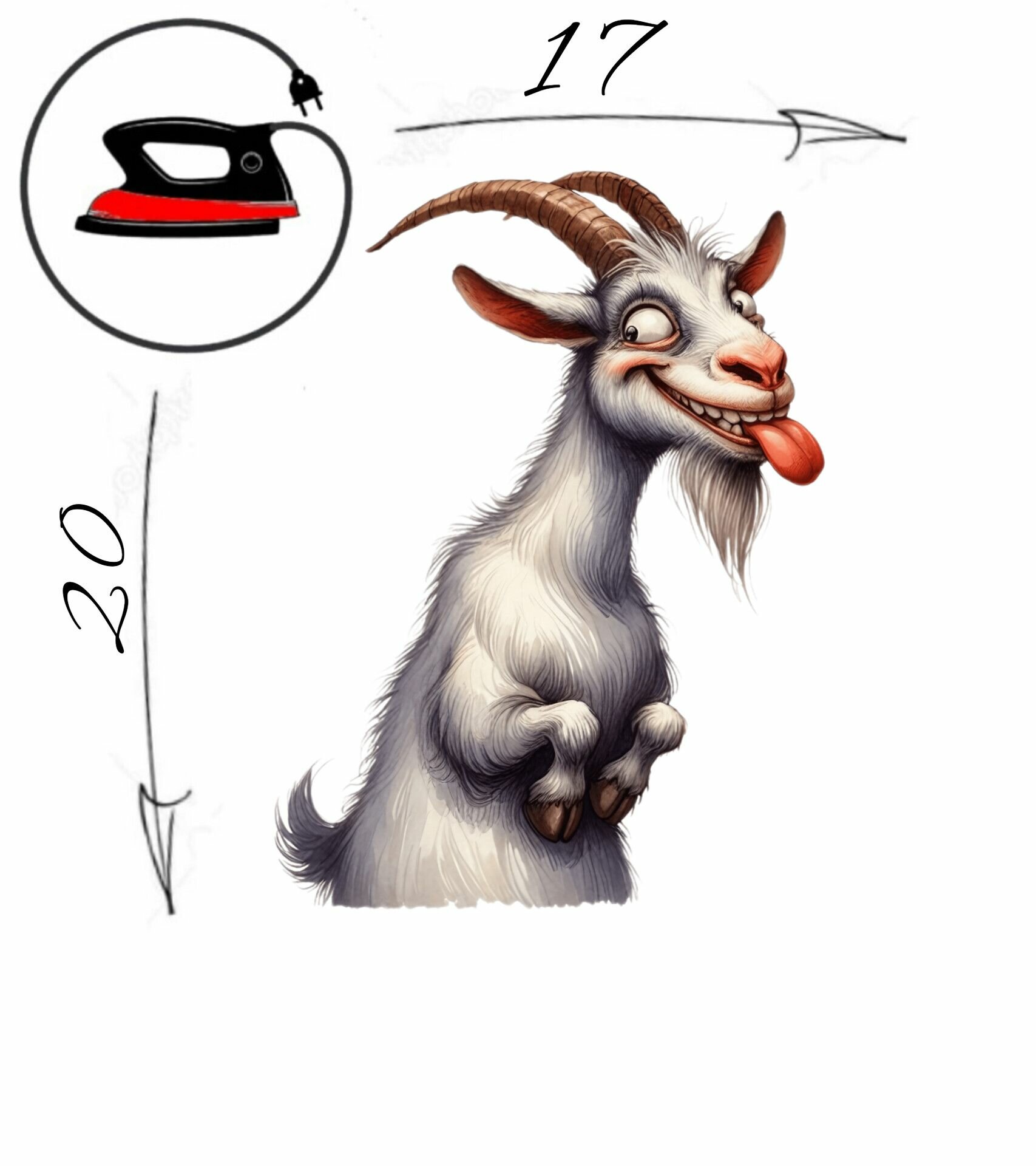 Термотрансфер "Козёл", наклейка на одежду, 20х17