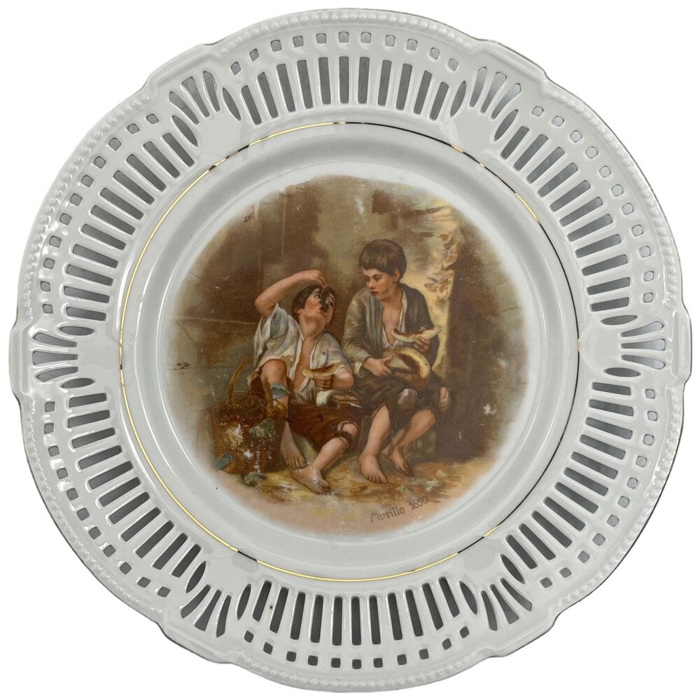 Блюдо "Едоки дыни и винограда", 24 см, фарфор, 1923-1945 г, Schwarzenhammer, Германия