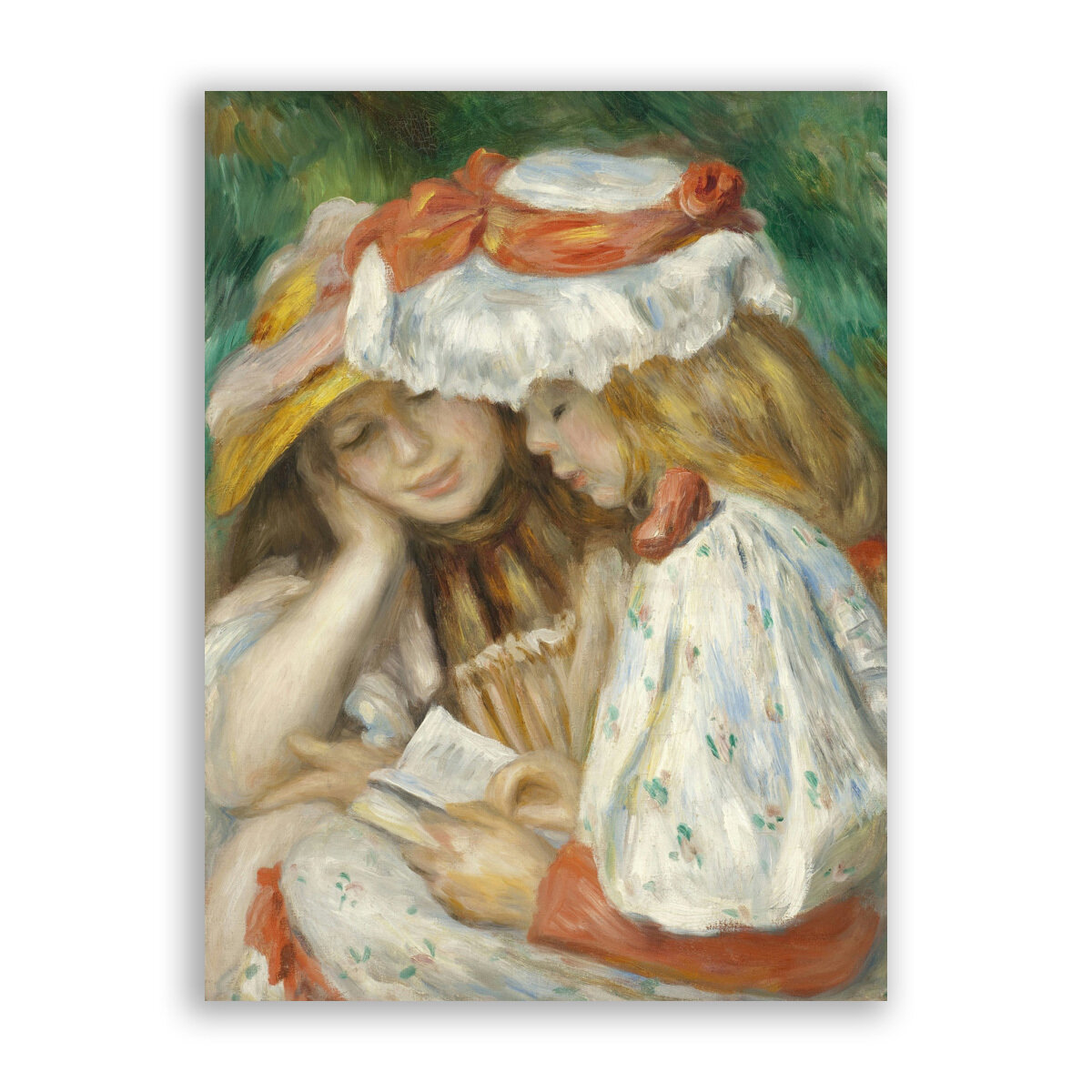 Картина на холсте, репродукция / Ренуар Пьер - Две девушки читают / Размер 40 x 53 см