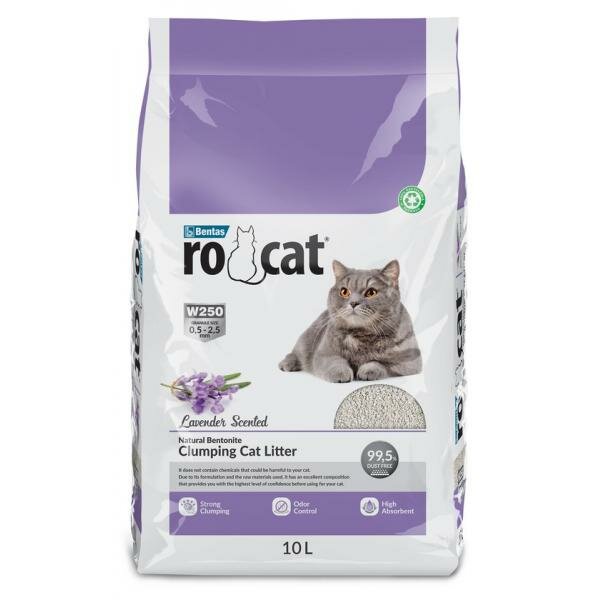 Ro Cat Комкующийся наполнитель без пыли с ароматом лаванды, пакет (Lavender) 10л, 8.5кг