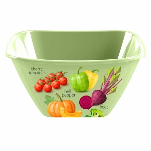 Миска "Bergamo" 2л квадратная с декором салатовый