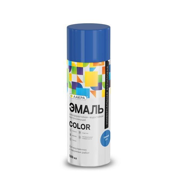 Эмаль Лакра COLOR, синий 133, матовая, 520 мл, 1 шт.