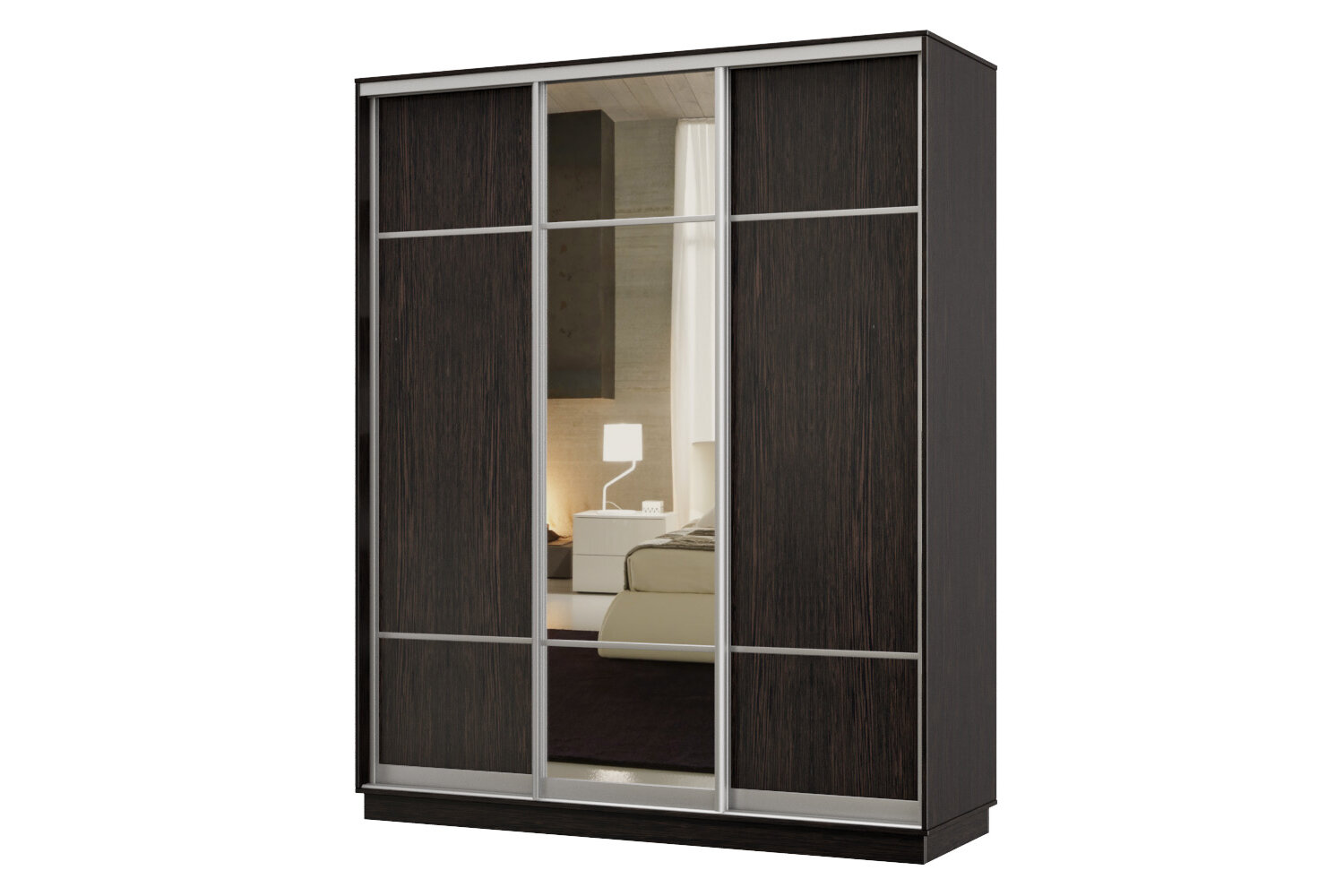 Шкаф-купе 3-дверный Hoff Практик 23, напольный, 180х240х45 см, ЛДСП/зеркало, для одежды, цвет венге