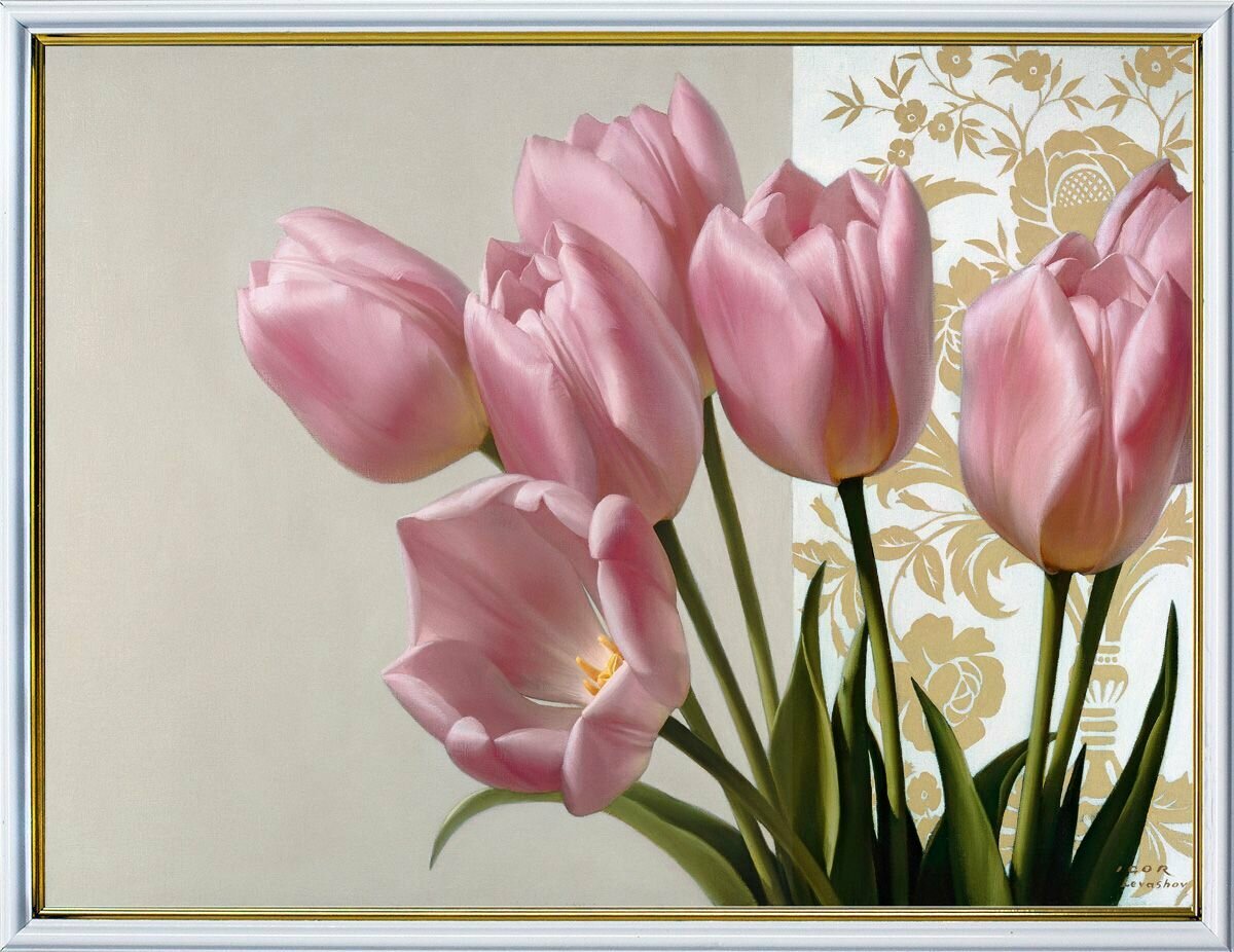 Картина "Нежные пожелания", 30х40 см, художник - Левашов И, оформлена в багет. Арт. ЛИ2-30х40