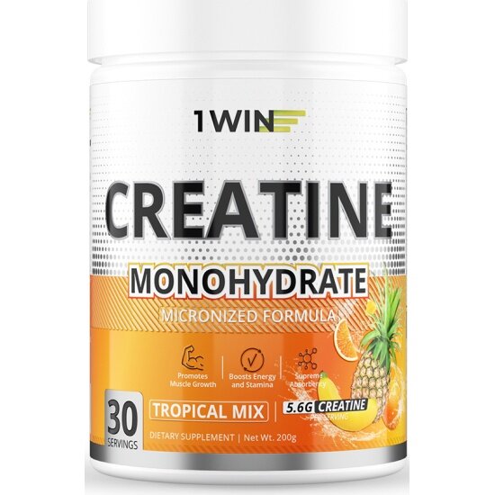 Креатин 1WIN моногидрат, Тропический микс, Банка 200 гр. 30 порций. пд