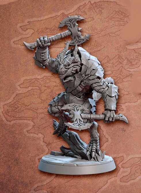 Драконорождённый Фури Варвар (Людоящер, Dragonborn) класс: Воин, файтер миниатюра для DnD (ДнД) и других Настольных игр (НРИ, Варгеймов или РПГ), фентези тематика