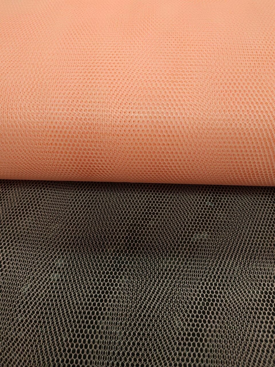Ткань для шитья Фатин жёсткий, цвет персик, отрез 1м, ширина 180 см