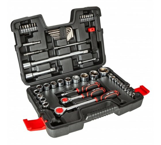 Набор оснастки Top Tools 38D530, биты, головки, трещотка и др, 53 элемента