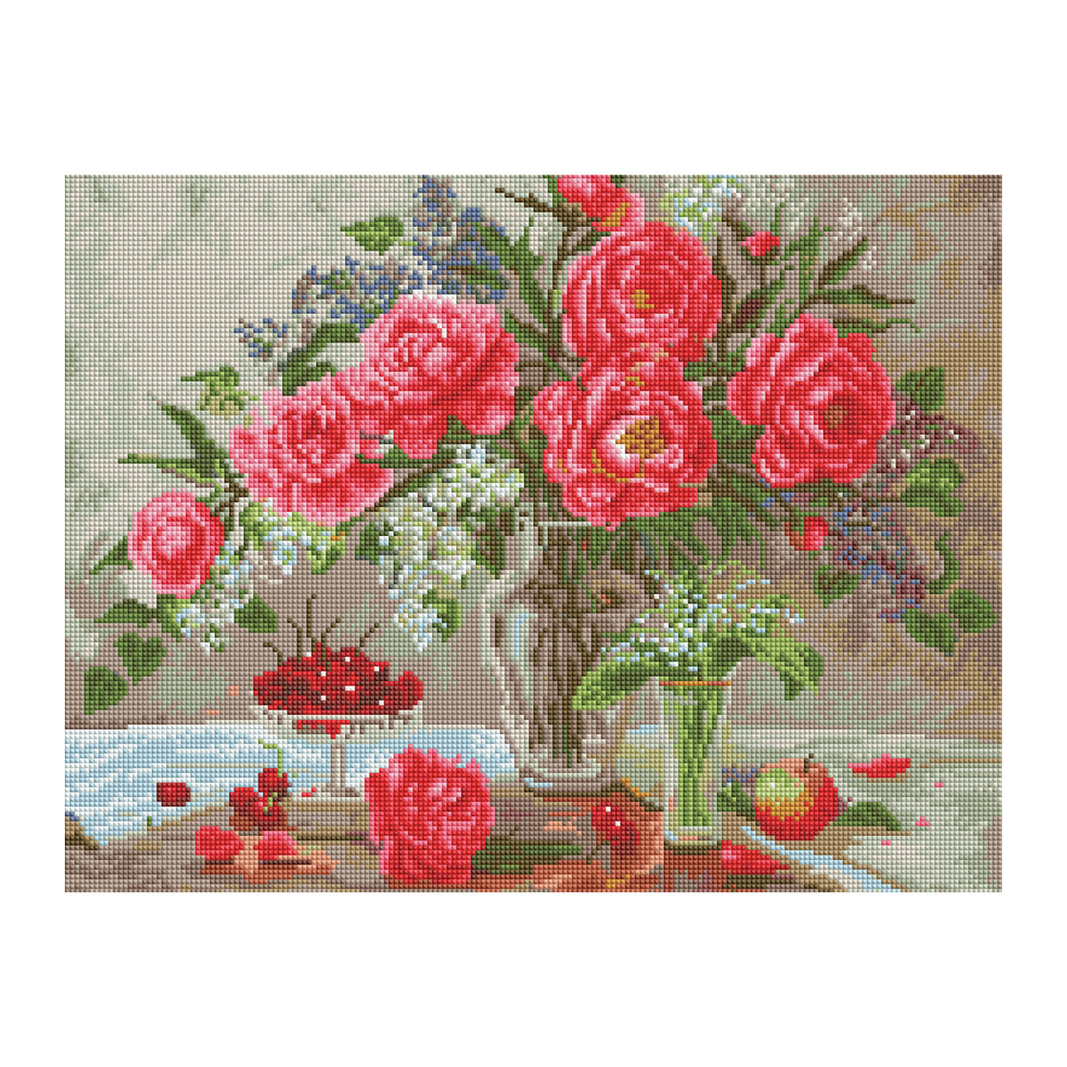 Алмазная мозаика ТРИ совы "Натюрморт с пионами", 40*50см, холст на деревянном подрамнике.