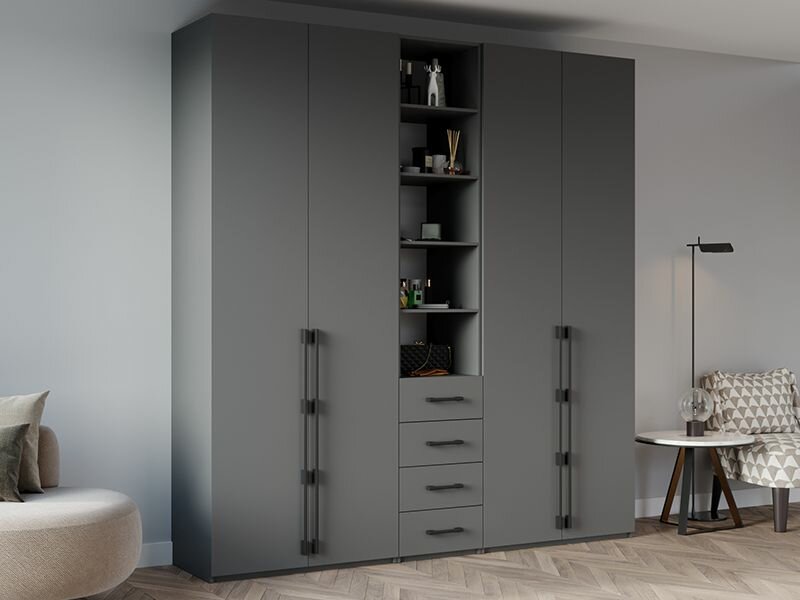 Шкаф распашной для одежды "Морган 3.1" 225х240х50 Серый графит