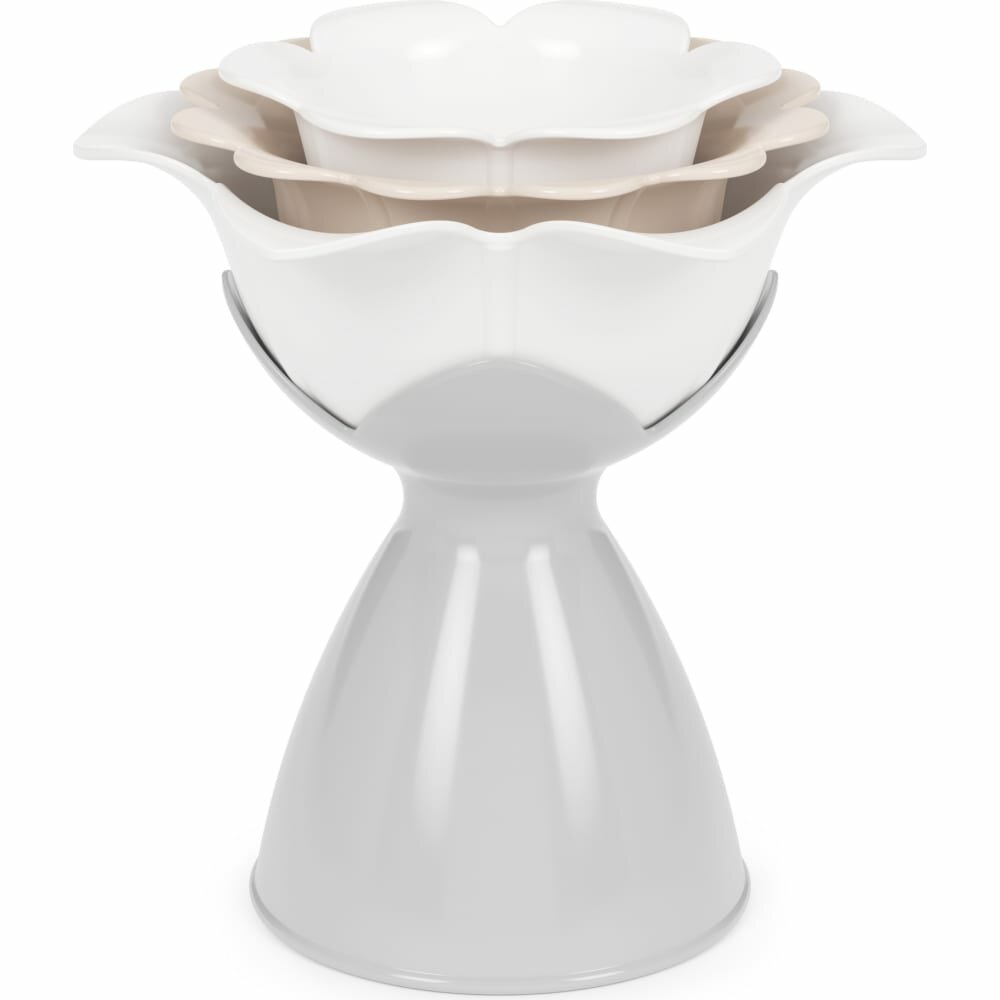 Набор воронок ЗПИ «Альтернатива» Цветы 3 шт, на подставке, бело-серый М8713