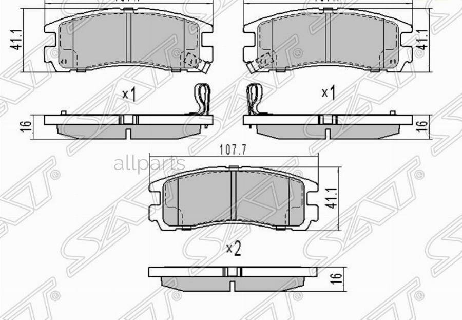 SAT ST-MR129537 Колодки тормозные (Сзади) Chrysler Sebring 95-06 / Dodge Stealth 90-93