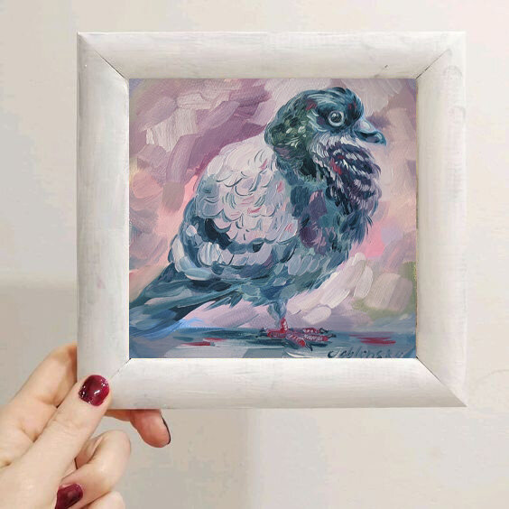 Картина "Голубь" 20х20 см, масло