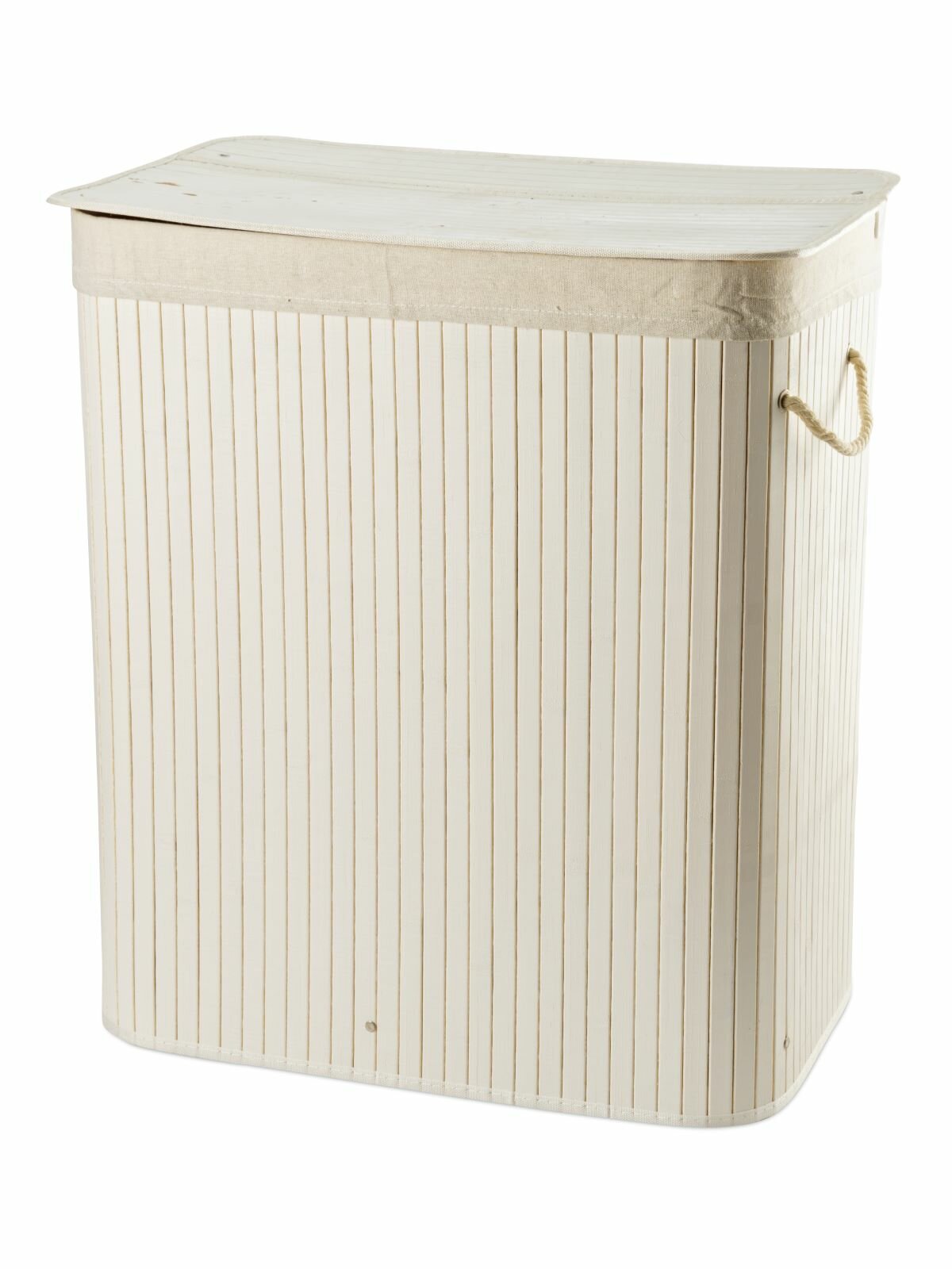 Корзина для белья "Прайм Декор" из бамбука, двойная, белая, 60х32х52см