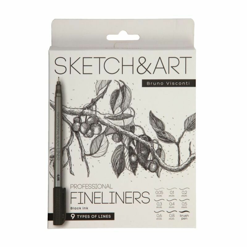 Набор линеров Sketch&Art черного цвета, 9 шт.