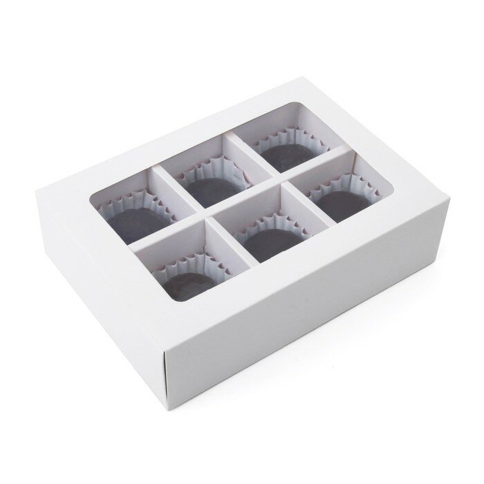 Коробка складная под 6 конфет, белая, 13,7 х 9,8 х 3,8 см, 7904576