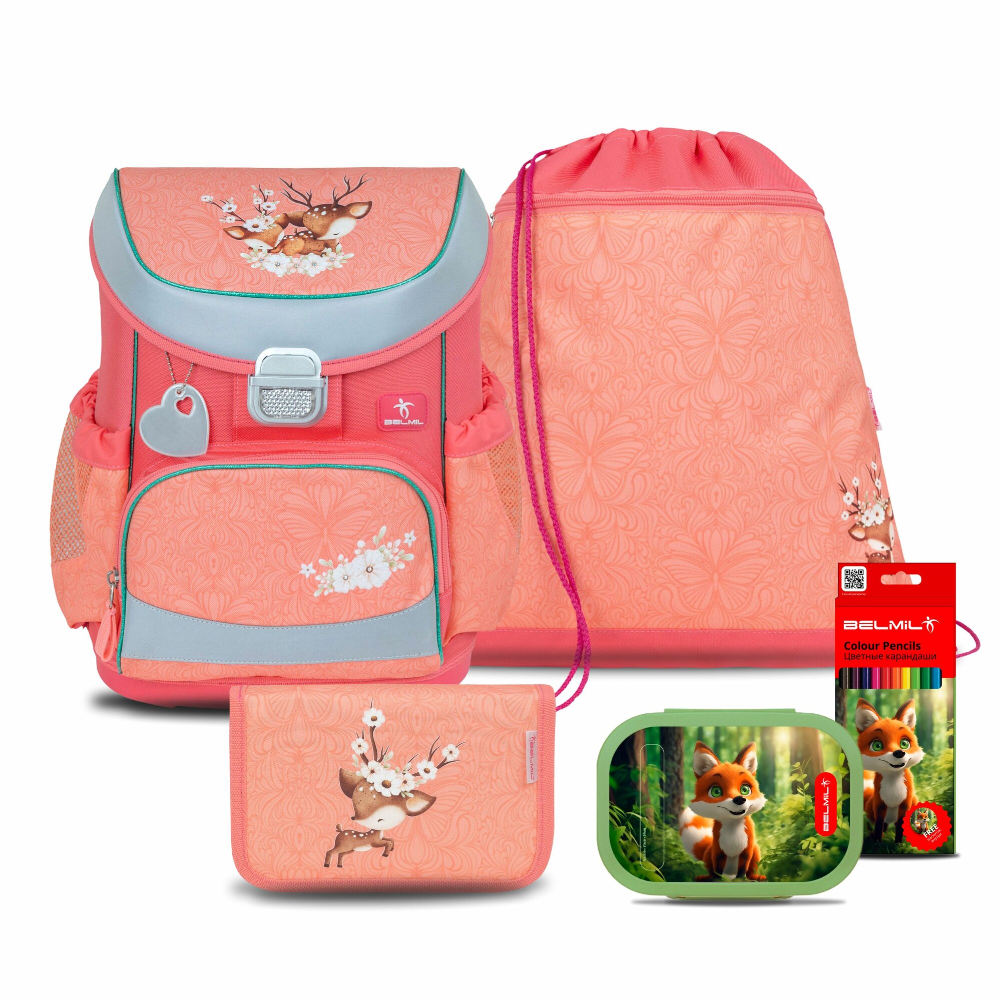 Ранец школьный Belmil Mini-Fit "Cute Doe" с наполнением