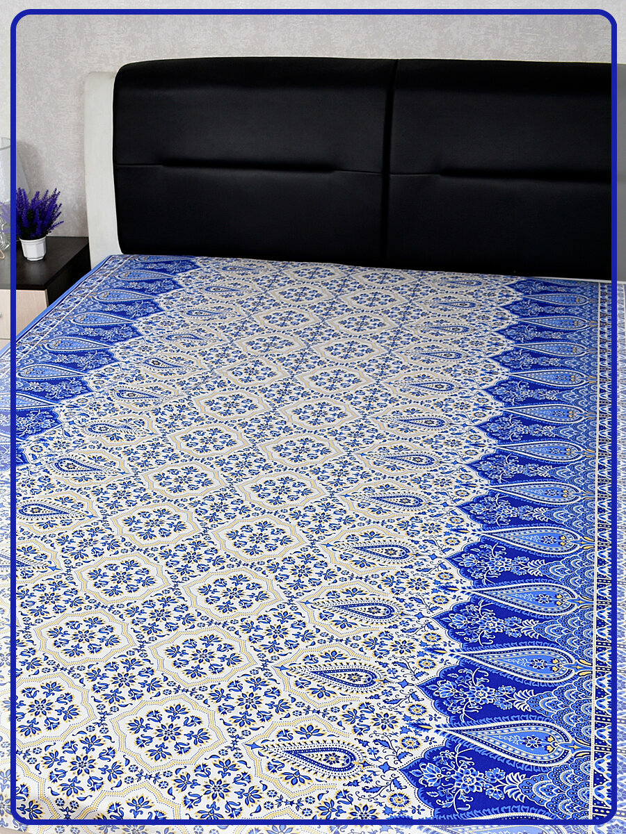 Простыня Шуйская бязь Огурцы синие 6229-1 150х210