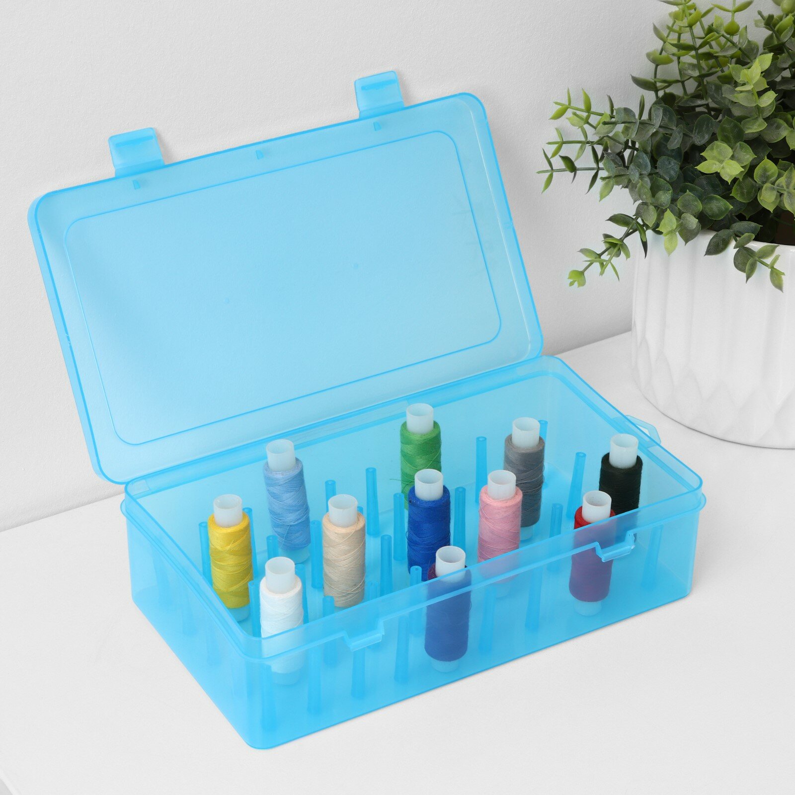 Органайзер для ниток, 42 ячейки, 23,5×13,5×6,5 см, цвет микс