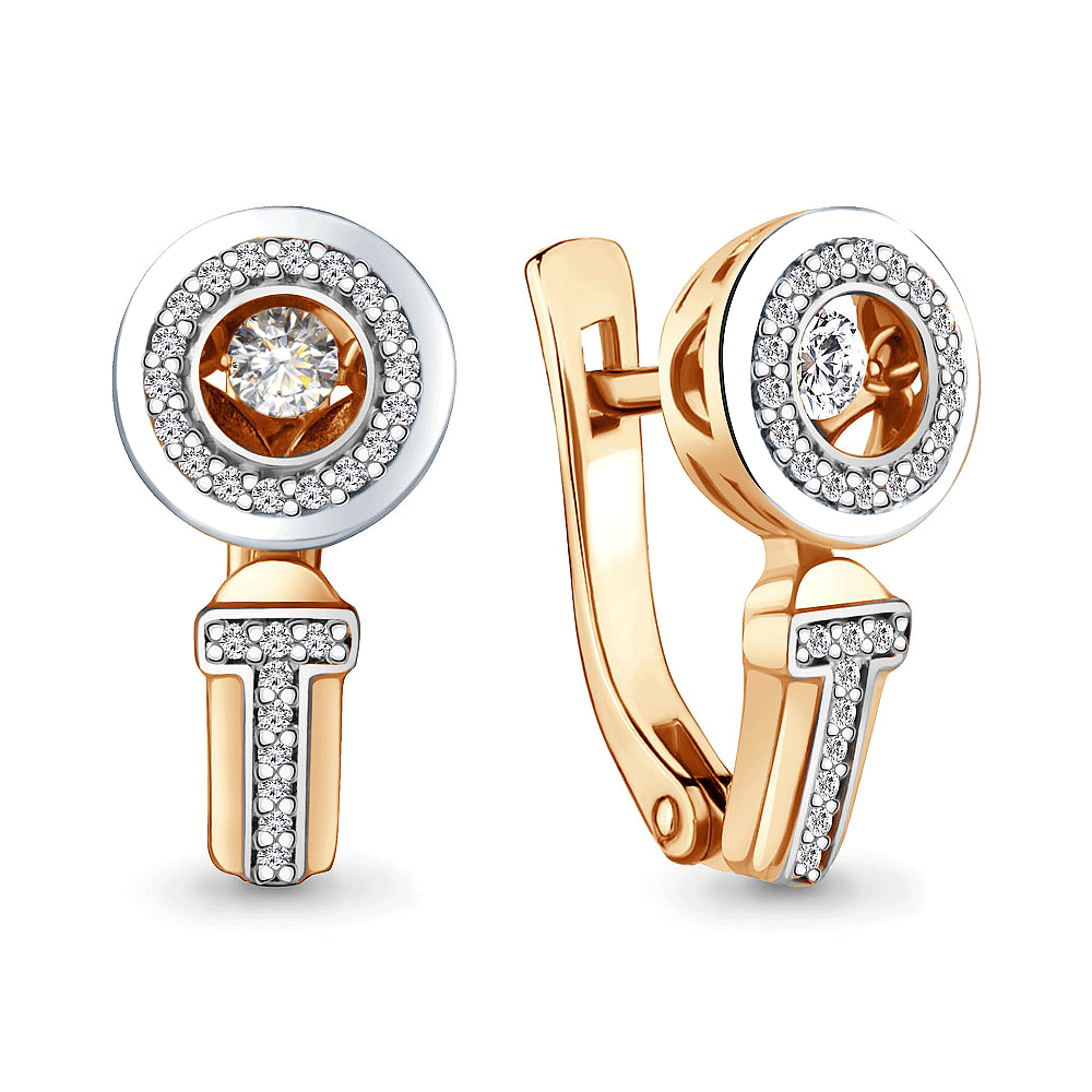 Серьги, красное золото, 585 проба, бриллиант