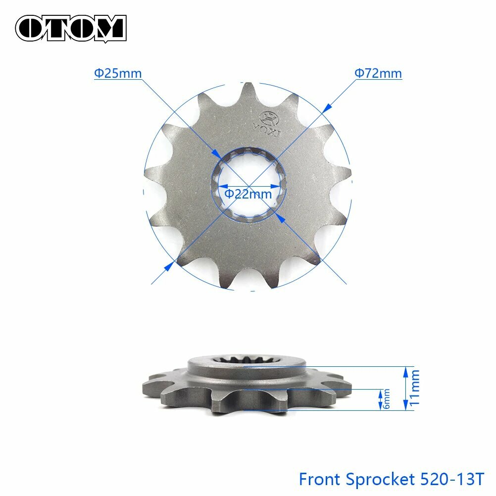 Передняя Звездочка для мотоцикла OTOM 13/14T, цепное колесо 520 530 для двигателя ZONGSHEN NC450, аксессуары для питбайка, внедорожника, мотоцикла 520-13T